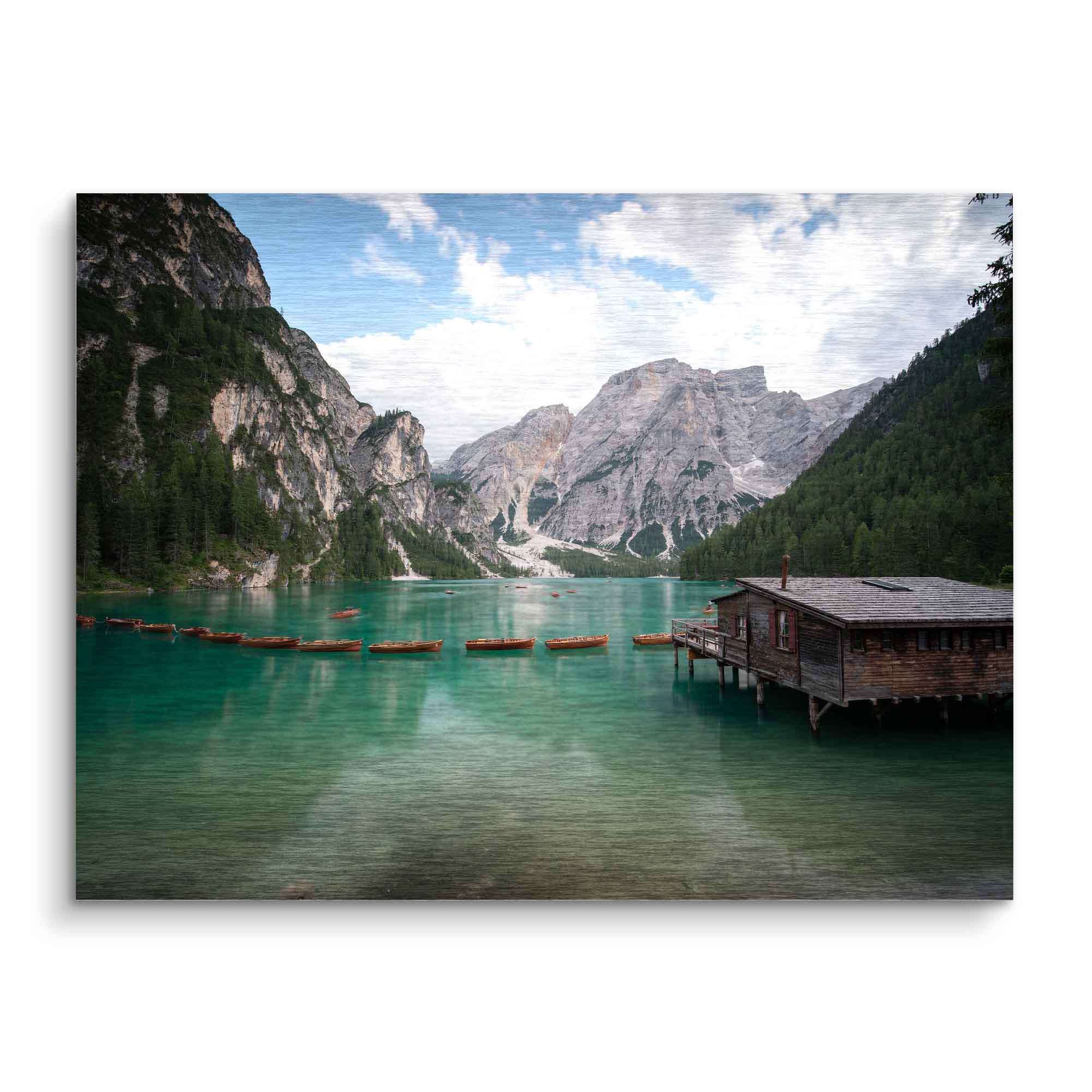 Wandbild - Bergsee Hütte – ArtMind