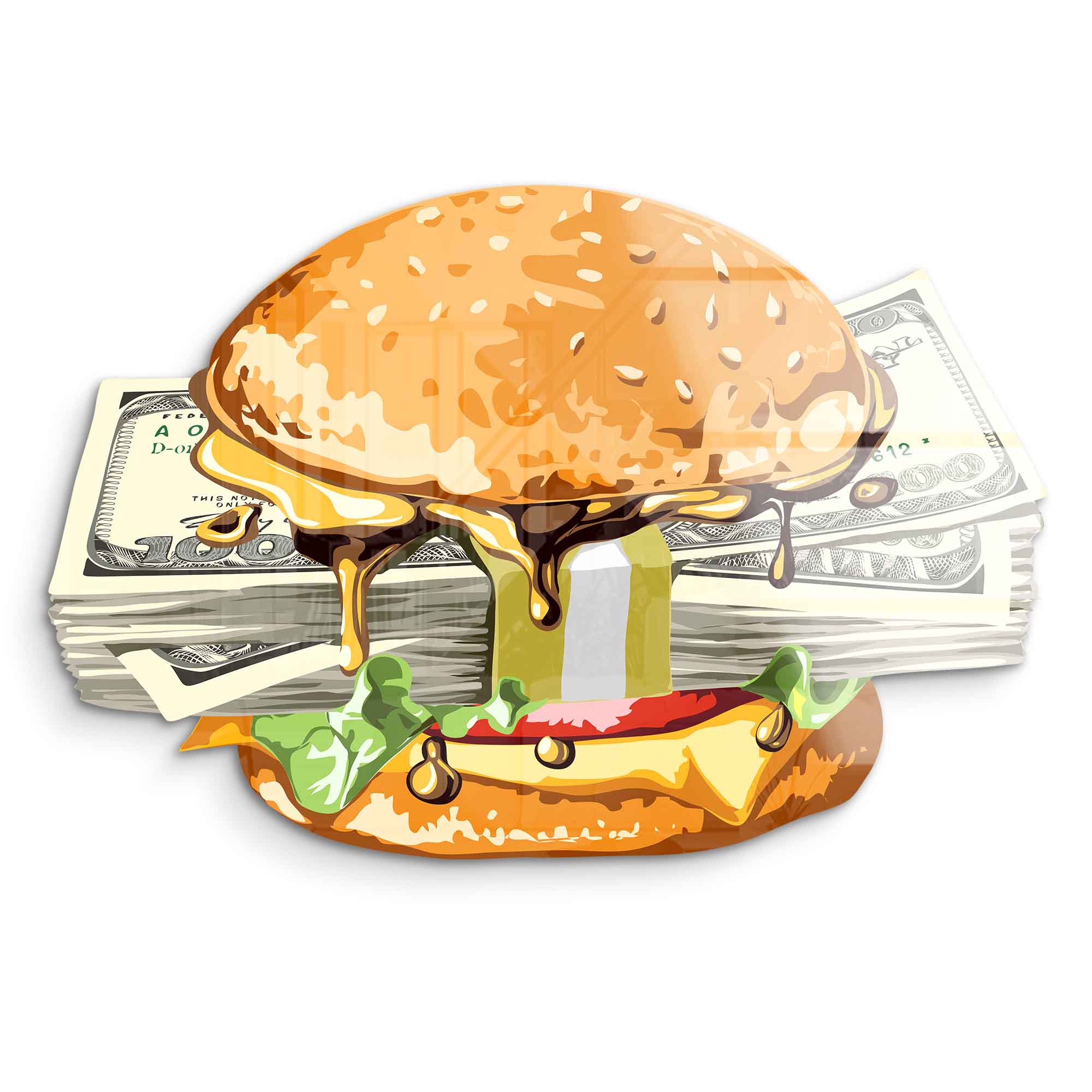 ArtMind Freiform Wandbild - Cash Burger